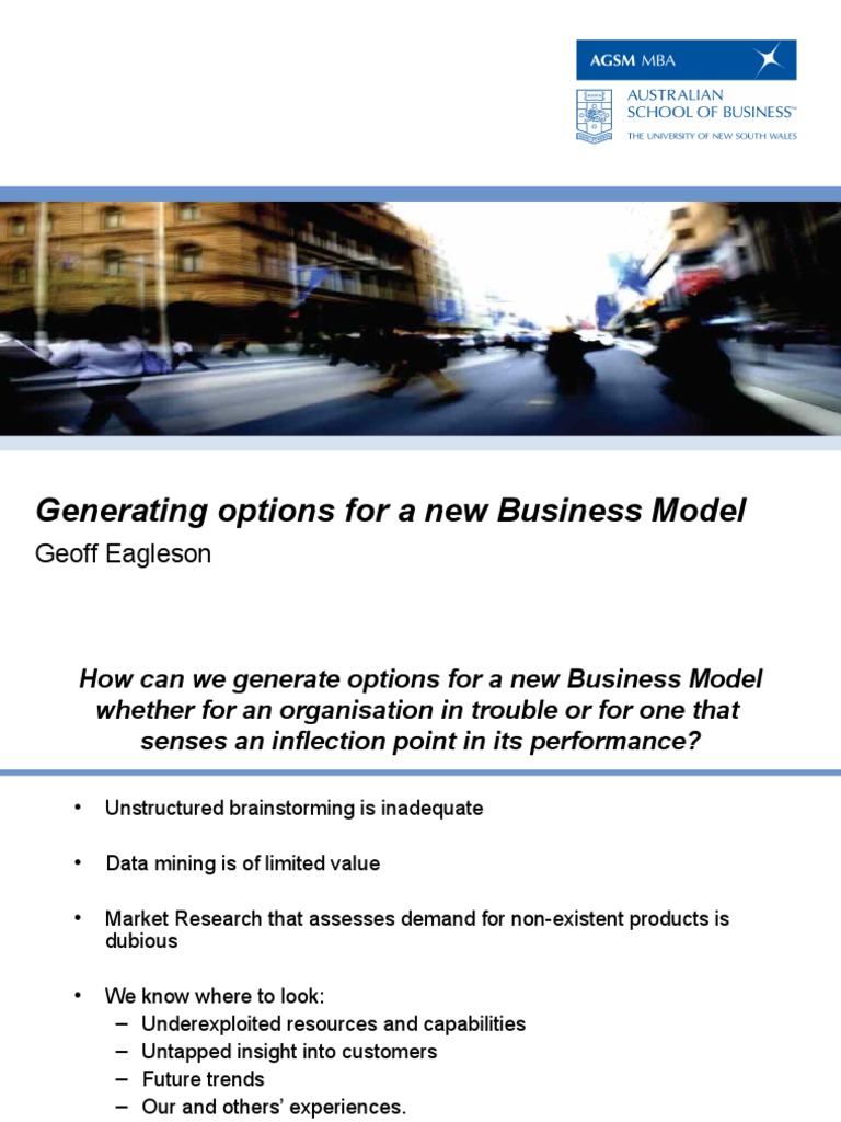 Generating Options For A New Business Model: Geoff Eagleson | PDF ...