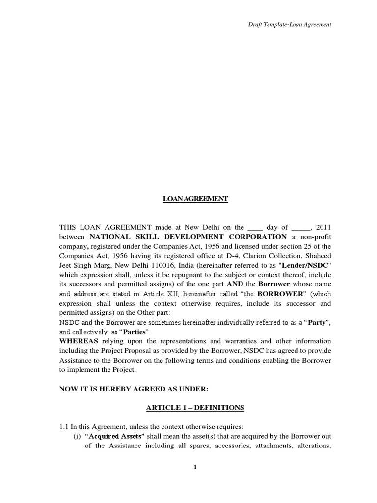 Loan Agreement | PDF | Indemnity | Interest