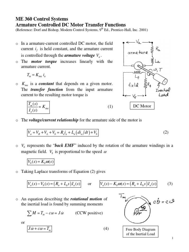 DC Motor Transfer Functions Explained | PDF | Electric Motor | Direct ...