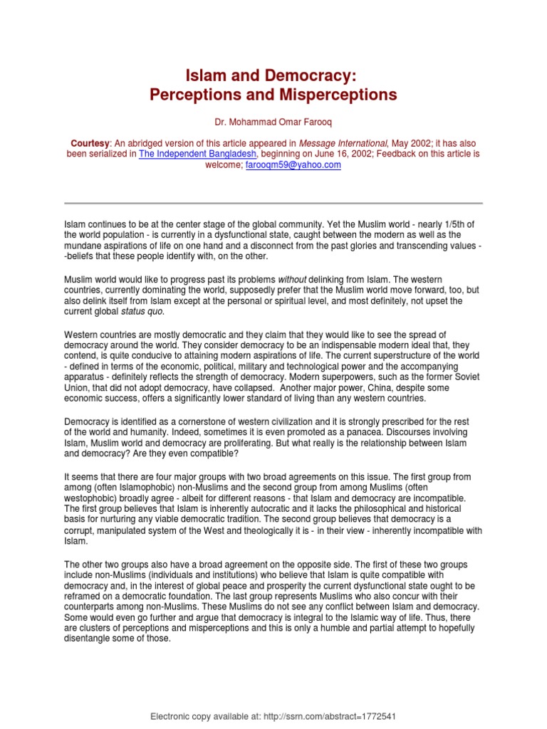 Islam And Democracy Pdf Pdf Caliphate Sharia