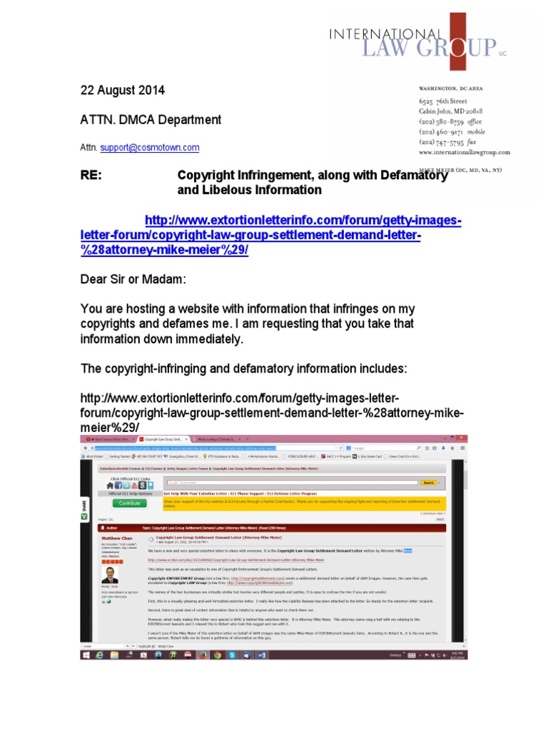DMCA Notice for Copyright Infringement | PDF | Digital Millennium ...