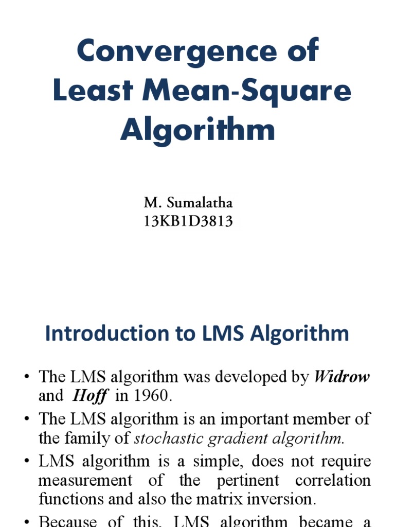 Convergence Of Lms Algorithm Pdf Applied Mathematics Algorithms 7329
