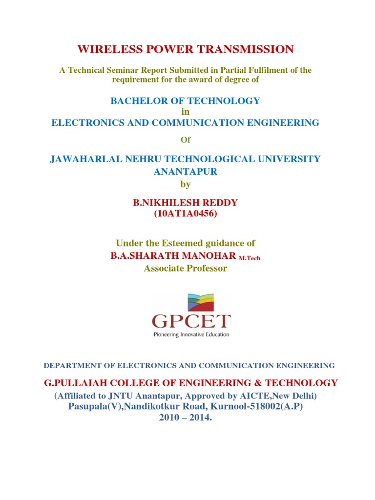 WireLess Power Transmission | PDF | Wireless | Electricity