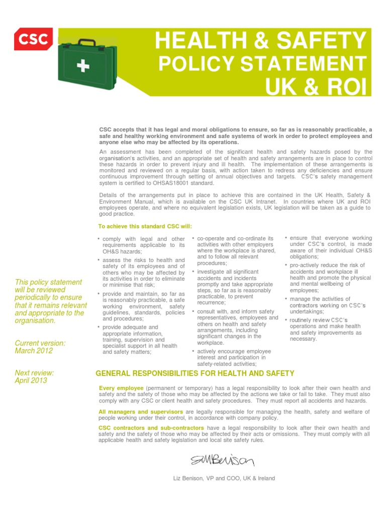 HSE Policy | Occupational Safety And Health | Safety