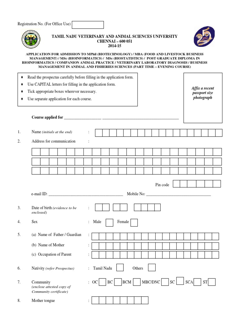 MBA MPhil MSc PGD Application Form | Master Of Science | Postgraduate ...