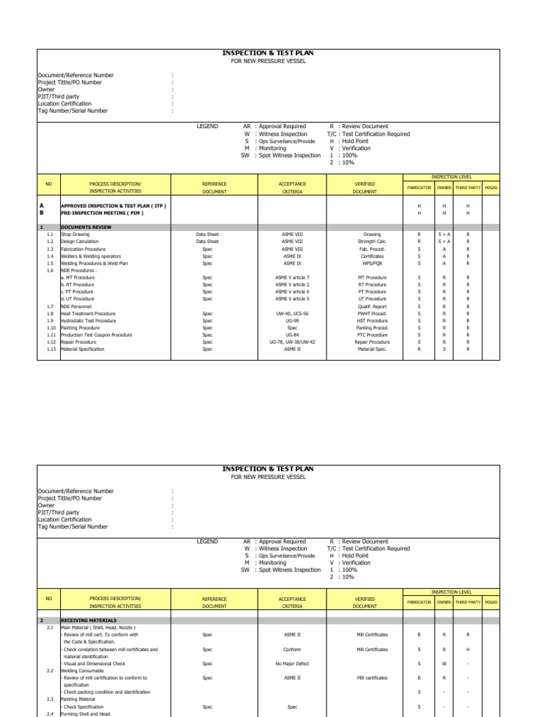 ITP Format For New PV | PDF | Welding | Construction