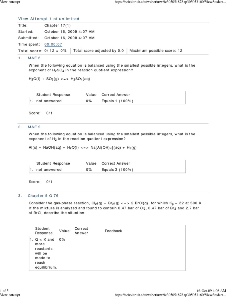 Chem 1332 | PDF | Chemical Equilibrium | Physics