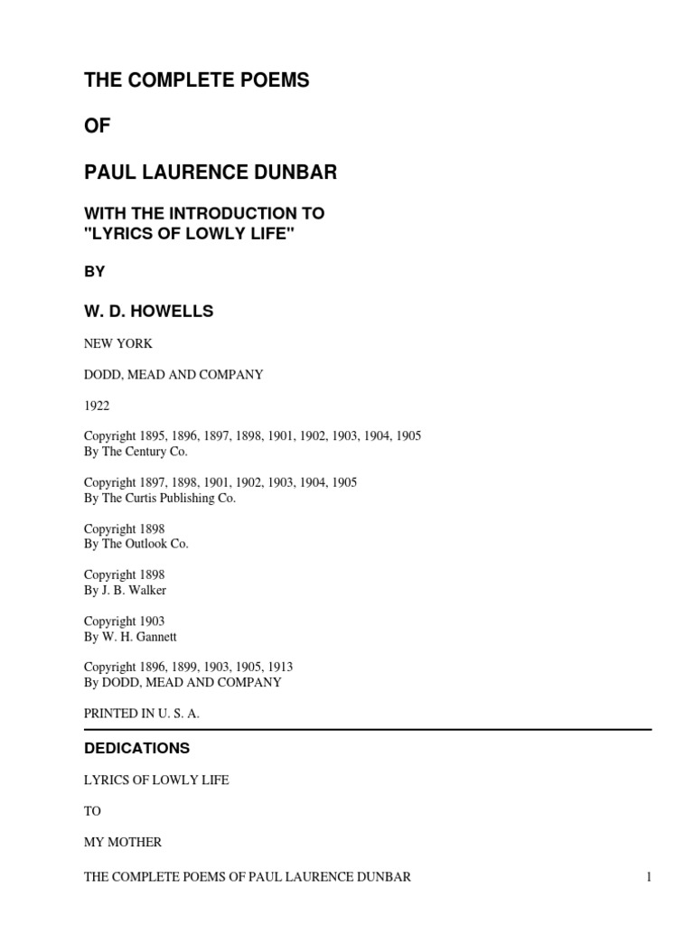 The Complete Poems of Paul Laurence Dunbar by Dunbar, Paul Laurence ...