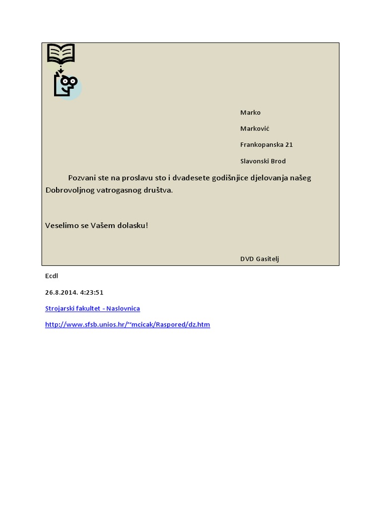 Cirkularno Pismo Primjer | PDF