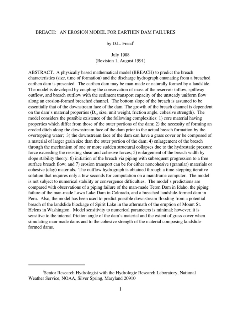 Erosion Model for Earthen Dam Breaches | PDF | Dam | Discharge (Hydrology)