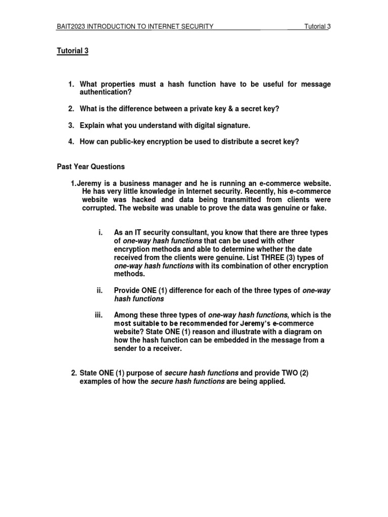 Tutorial 3 | PDF | Public Key Cryptography | Encryption