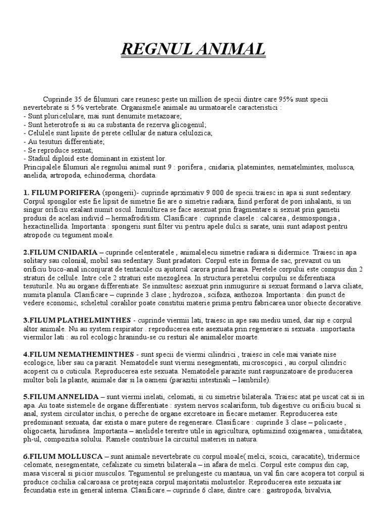 Regnul Animal | PDF