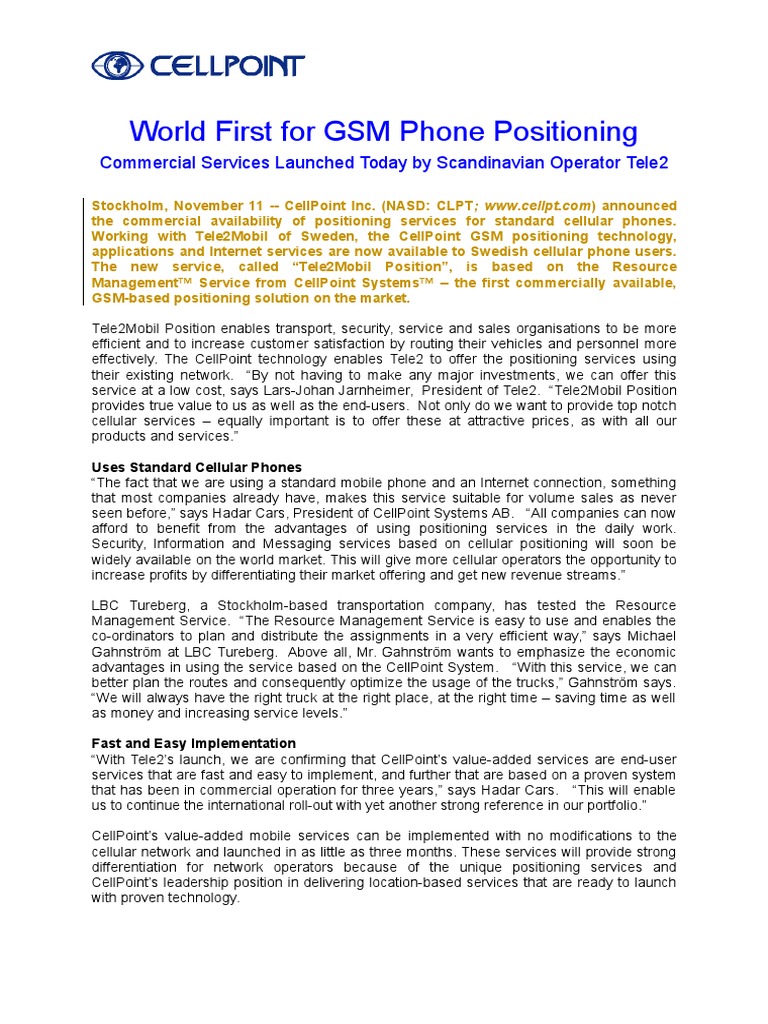 World First For GSM Phone Positioning: Commercial Services Launched ...
