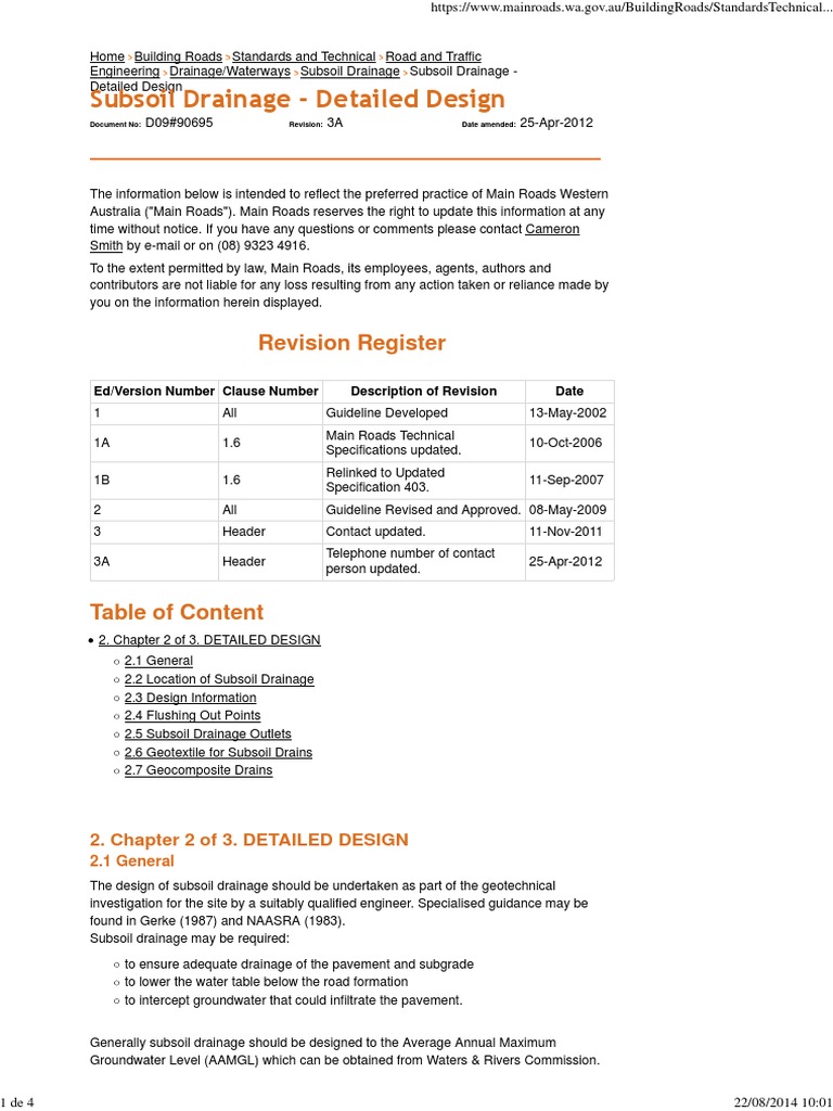 Subsoil Drainage Design | PDF | Drainage | Water And The Environment