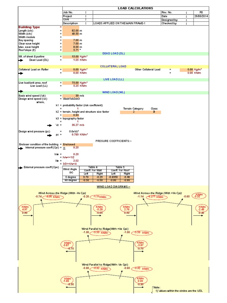 Wind Load Calculations .xls template