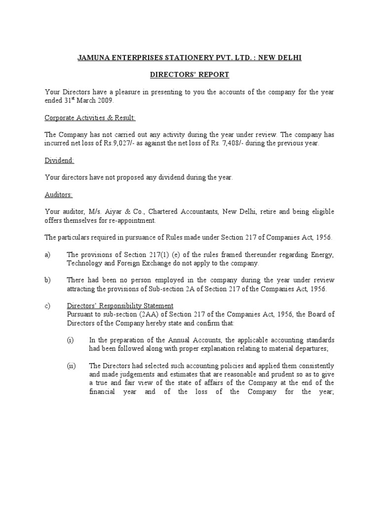 Dir Report & Notice | PDF | Board Of Directors | Accounting