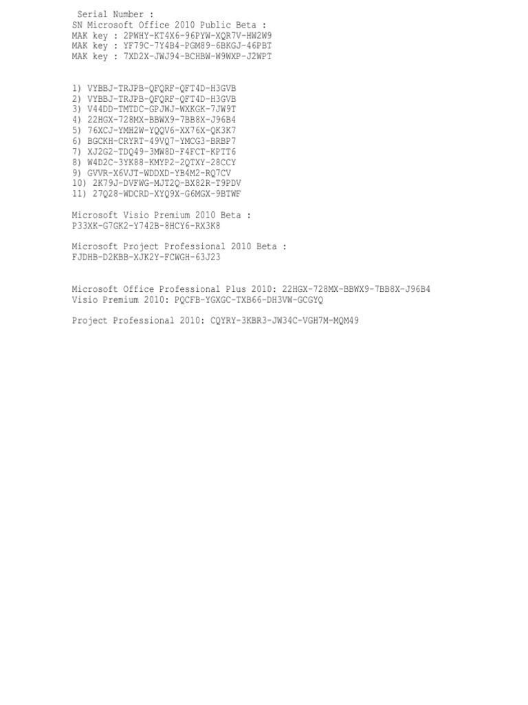 Serial Number Word 2010 | PDF | Proprietary Software | Microsoft Software