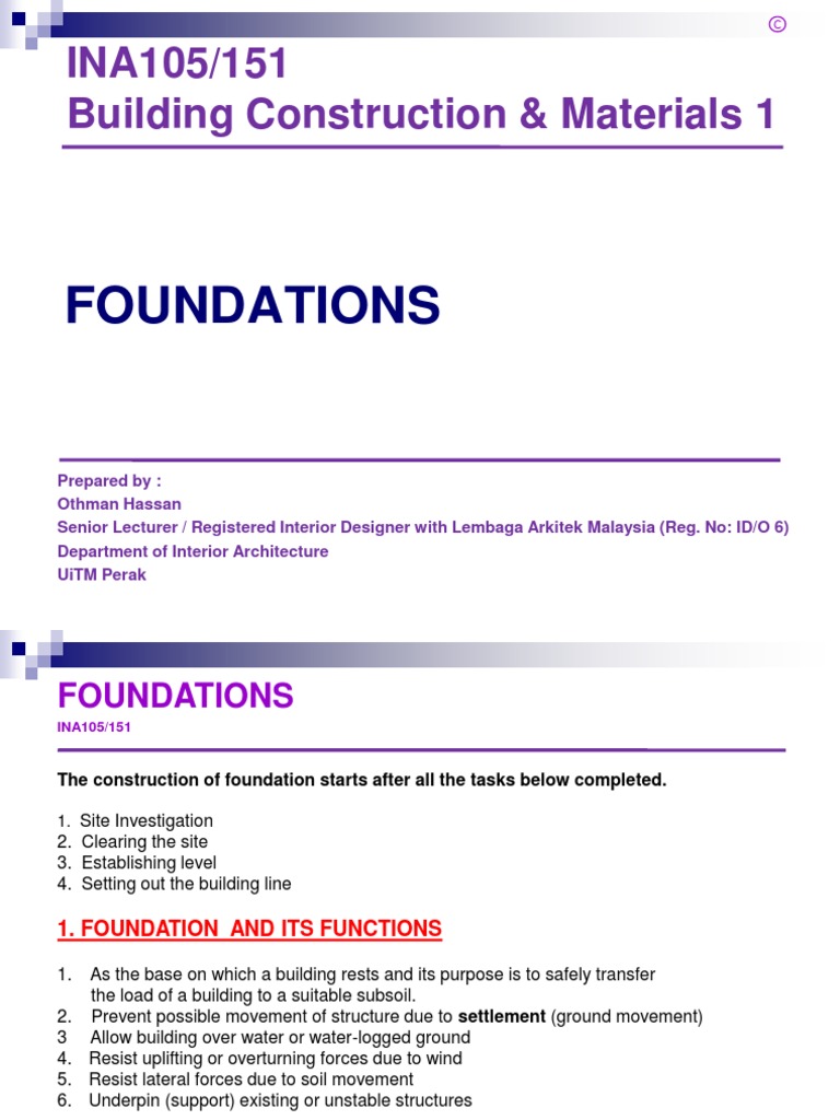 Foundations in Building Constuction | PDF | Deep Foundation ...