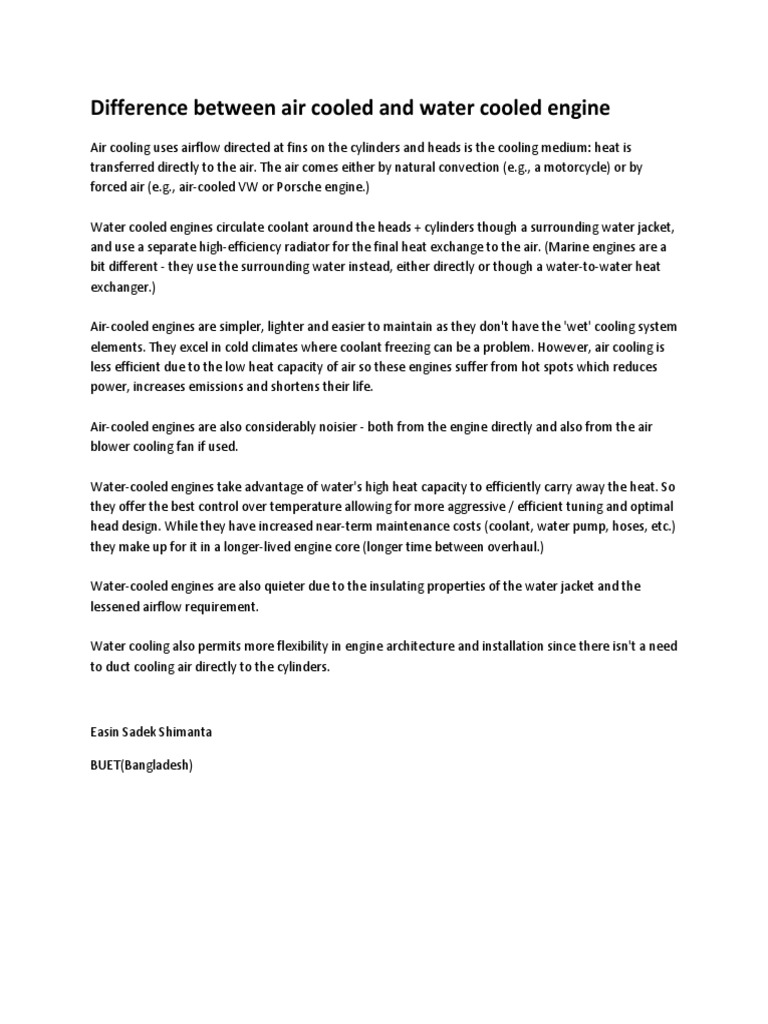 Air Cooled Vs Water Cooled Engines Explained Pdf