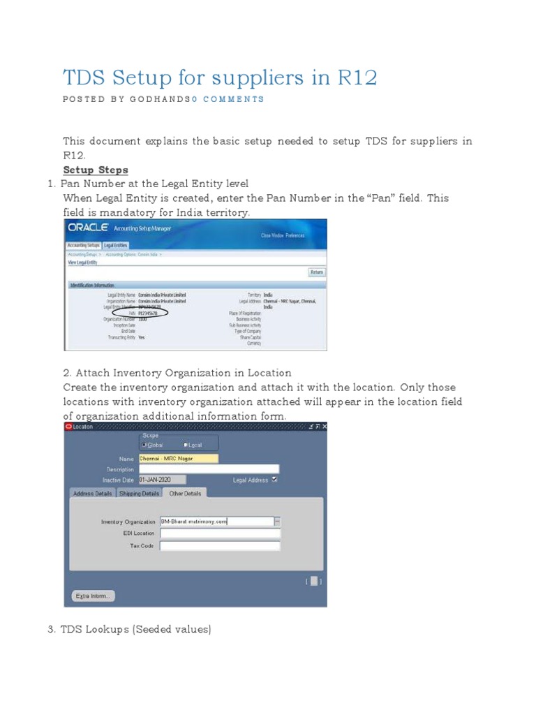 TDS Setup Guide for R12 Suppliers | PDF | Invoice | Tax Rate