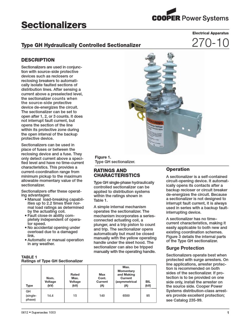 Hydraulically Controlled Sectionalizer | PDF | Fuse (Electrical) | Valve