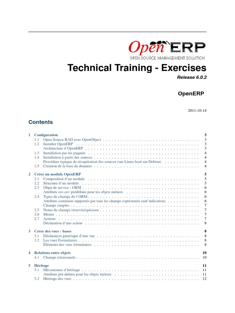 Openerp Technical Training v6 Exercises FR | PDF | Client–serveur | Python (Langage de ...