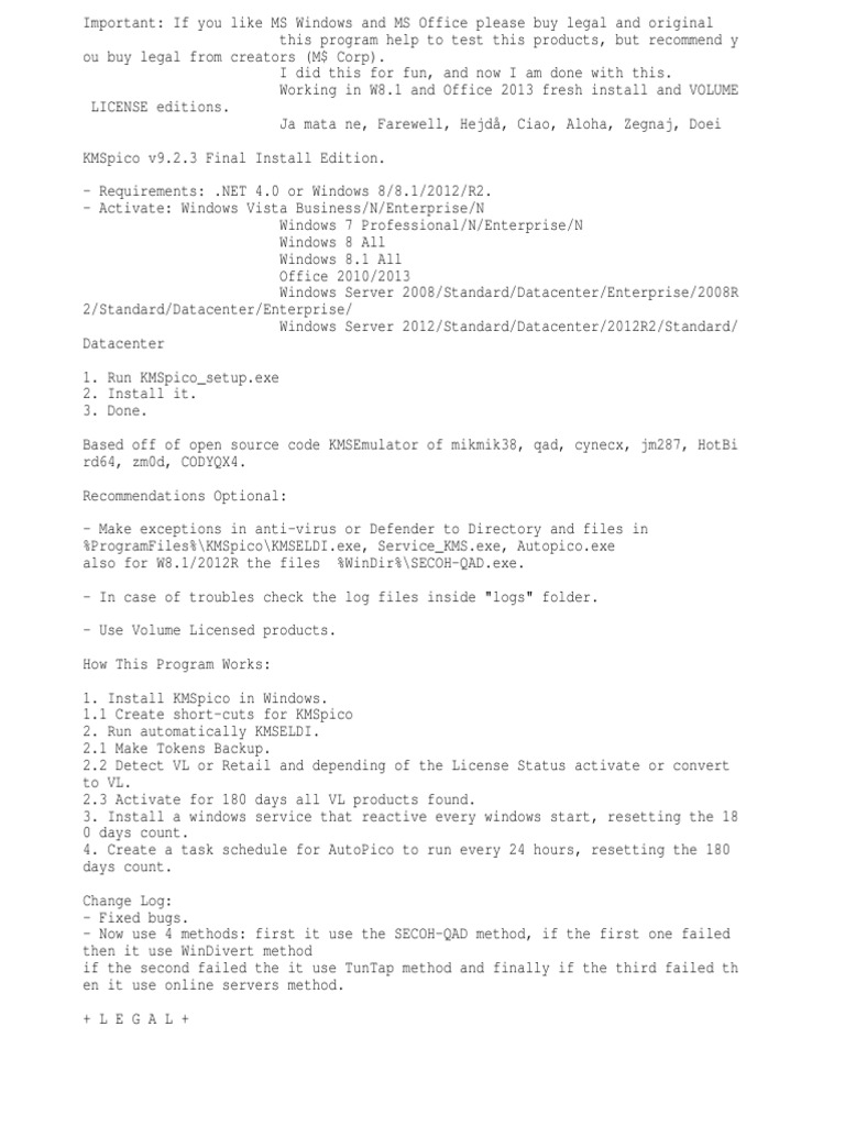 ReadMe KMSpico Install | PDF | Business ReadMe KMSpico Install | PDF | Business