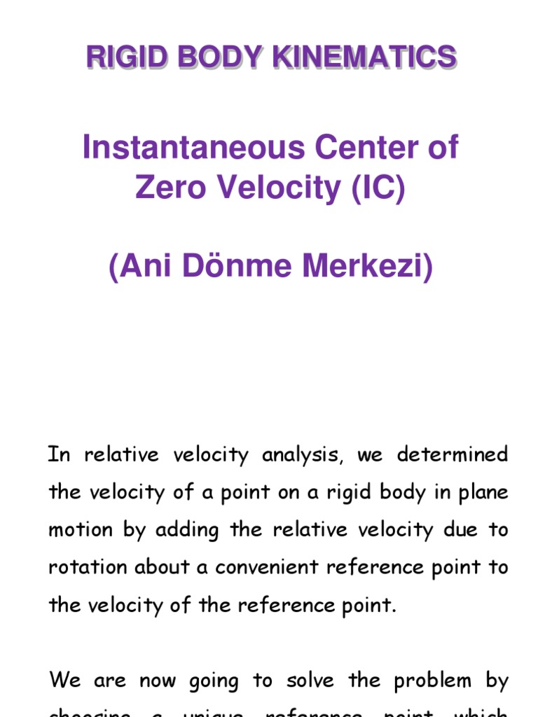 Instantaneous Center of Zero Velocity | Rotation Around A Fixed Axis ...