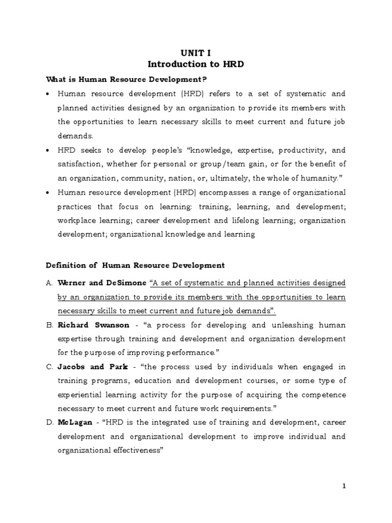 Introduction To HRD | PDF | Human Resource Management | Competence ...