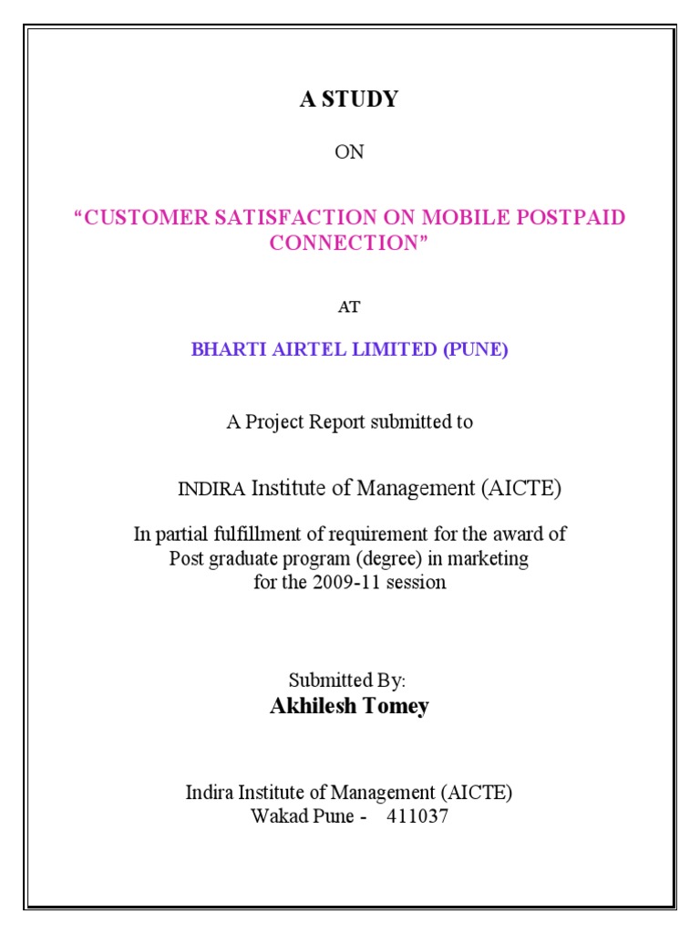 A Study: "Customer Satisfaction On Mobile Postpaid Connection" | PDF ...