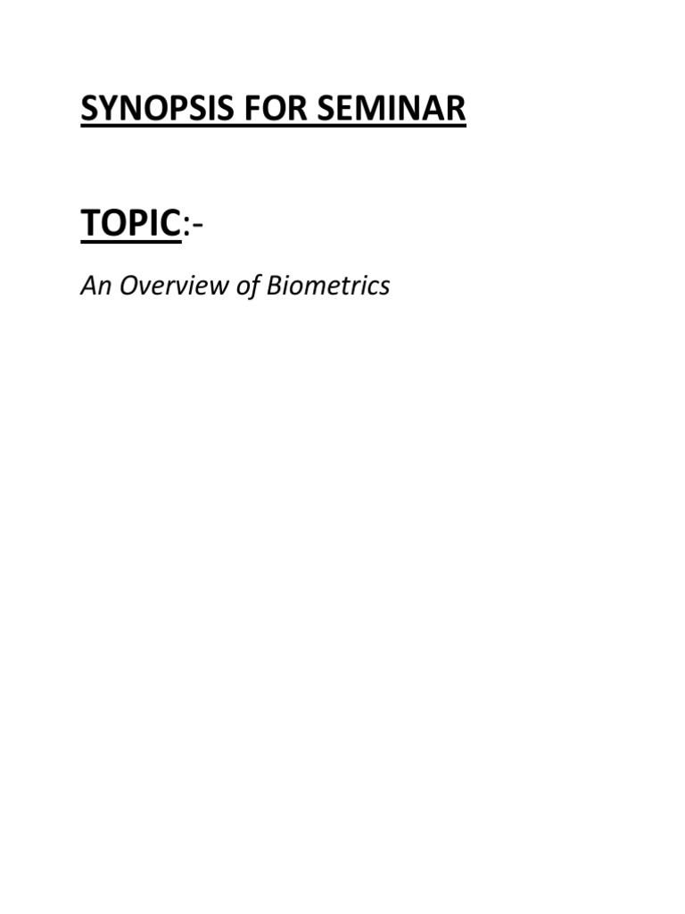 Topic:-: Synopsis For Seminar | PDF | Biometrics | Fingerprint