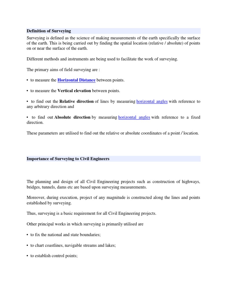 Introduction To Surveying | PDF | Surveying | Civil Engineering