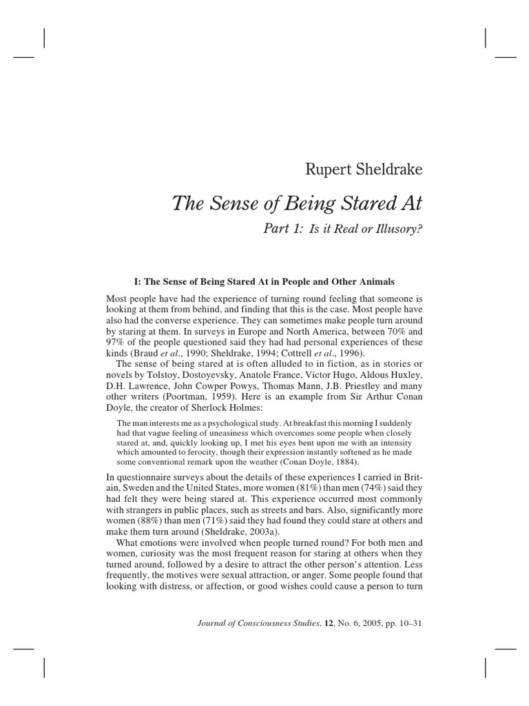 The Sense of Being Stared At: Reality or Illusion? | PDF | Rupert ...