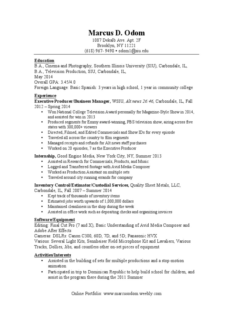 Odom Marcus Resume | PDF