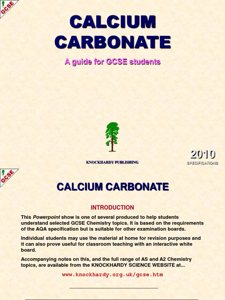 Calcium Carbonate: A Guide For GCSE Students | PDF | Carbonate ...