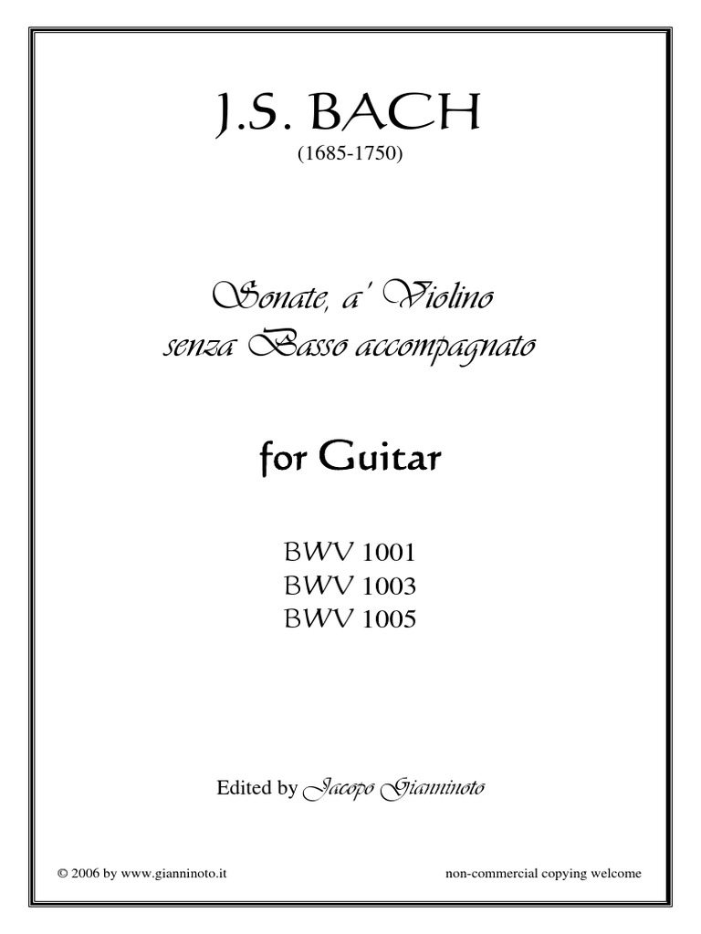 BWV 1001 1003 1005 Guitar | PDF | Art
