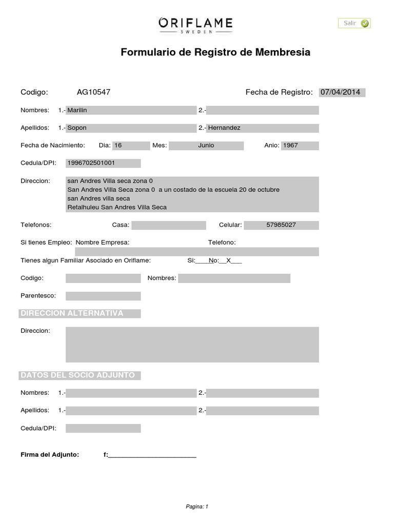 Formulario de Registro de Membresia | PDF