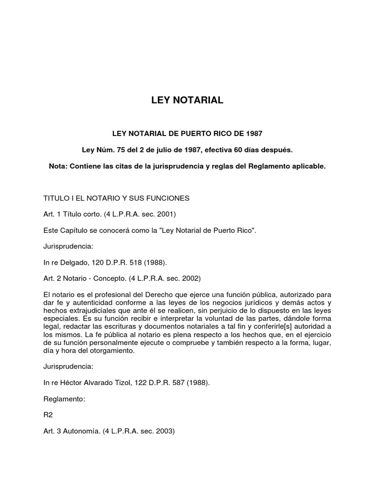 Ley Notarial Puerto Rico | PDF | Derecho Civil (Common Law) | Virtud