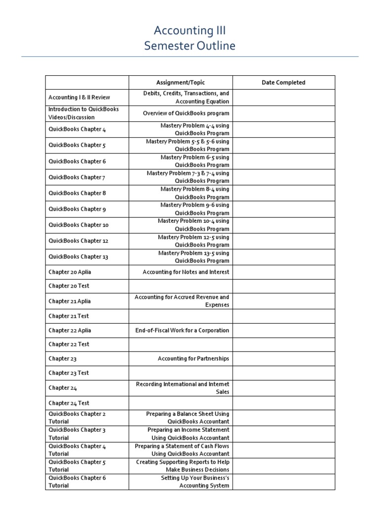 Accounting III Semester Outline Guide | PDF