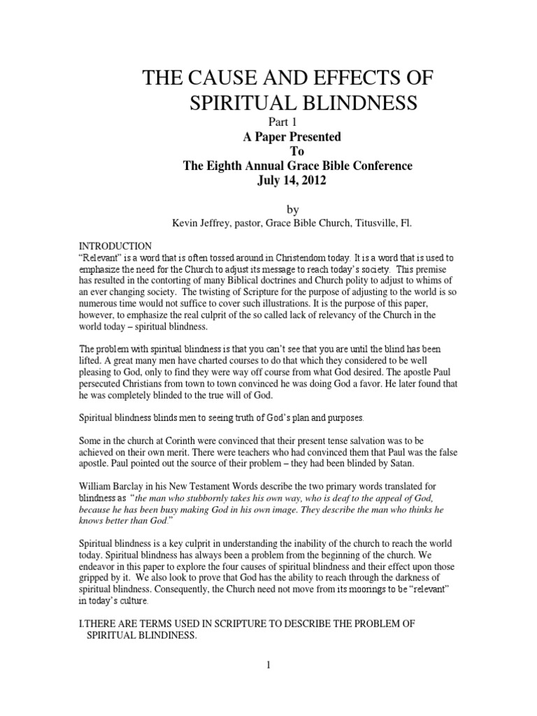 Causes and Effects of Spiritual Blindness | PDF | Grace In Christianity ...