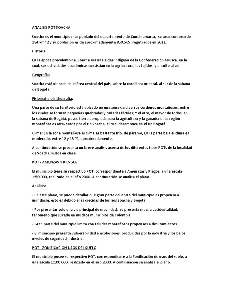 Analisis de Pot Soacha | PDF | Ciencia y matemáticas