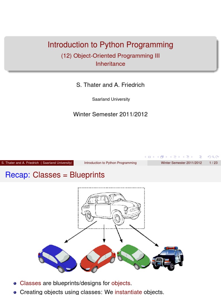 Introduction To Python Programming Oop Inheritance Pdf Method