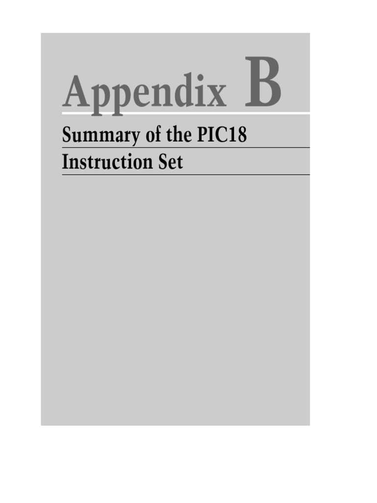 Appendix: Summary of The PIC18 Instruction Set | PDF | Instruction Set | Pic Microcontroller