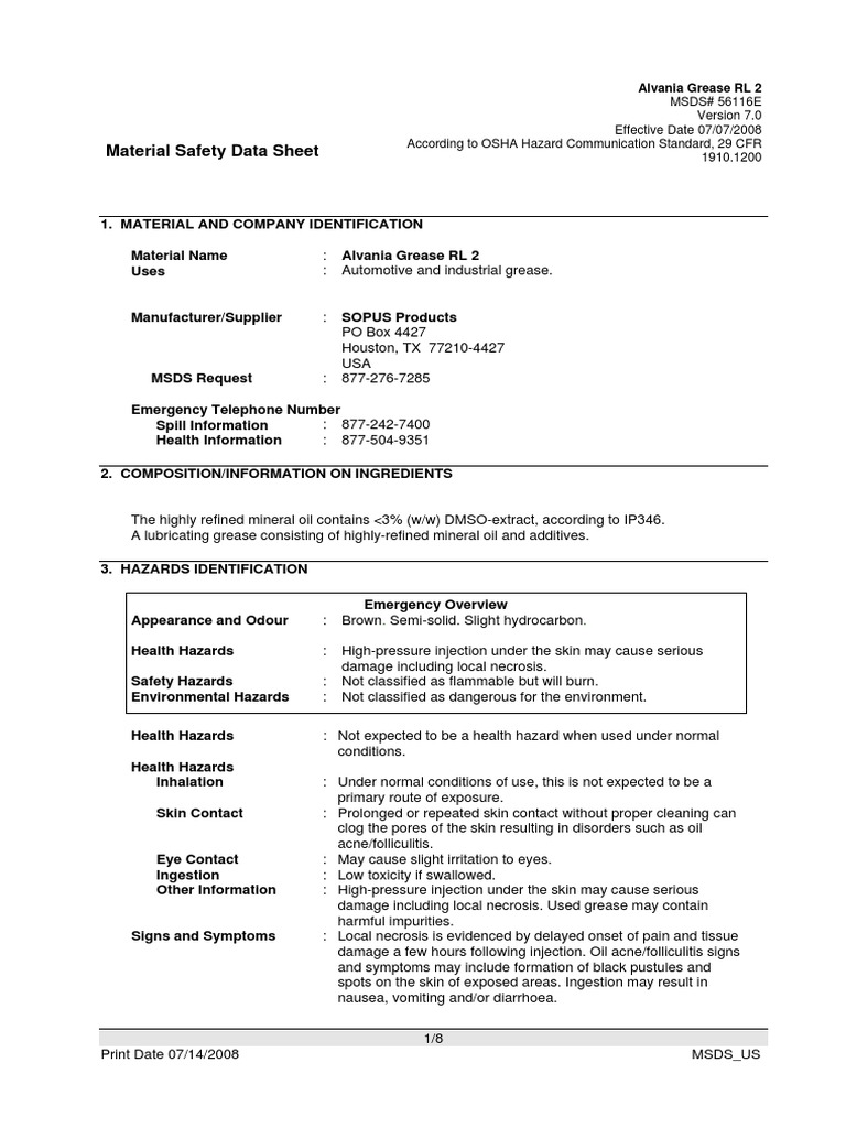 MSDS - Shell Alvania - Grease | PDF | Personal Protective Equipment ...