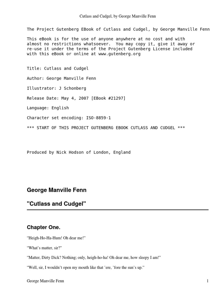 Cutlass and Cudgel by Fenn, George Manville, 1831-1909 | PDF | Nature
