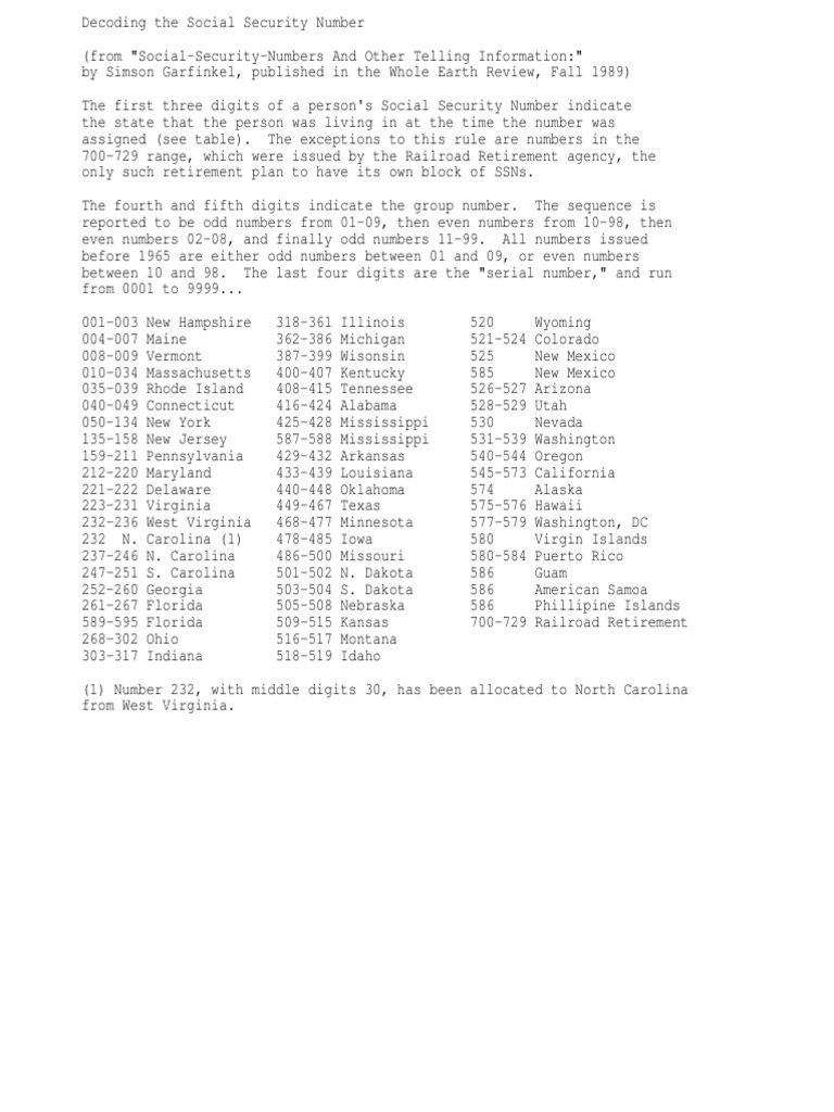 Decoding The Social Security Number | PDF