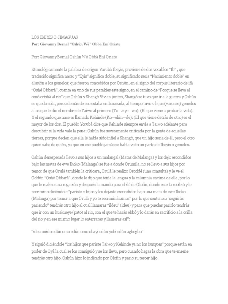 Los Ibeyis: Gemelos en la Santería | PDF | Santeria | Religión y creencia