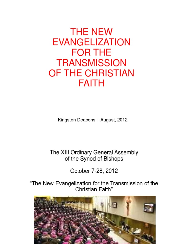 The New Evangelization For The Transmission of The Christian Faith ...