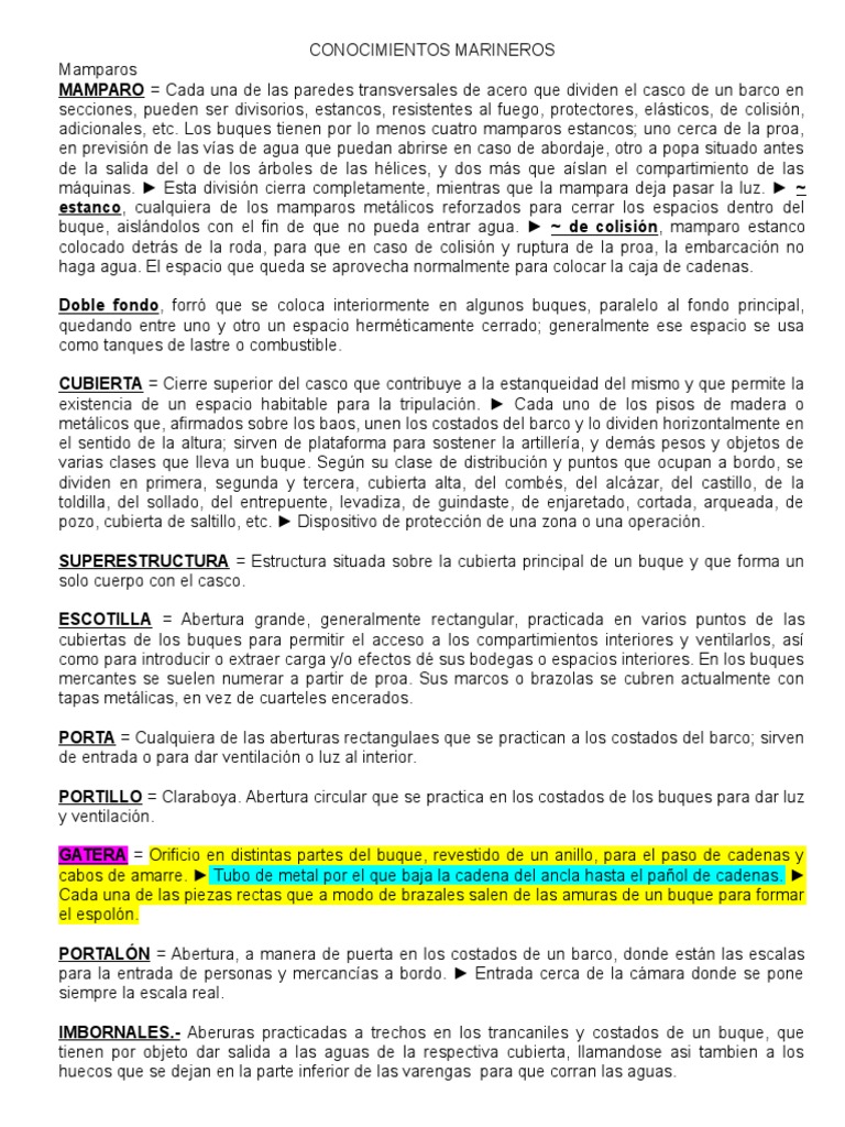 Resumen Conocimientos Marineros | PDF | Barcos | Buques