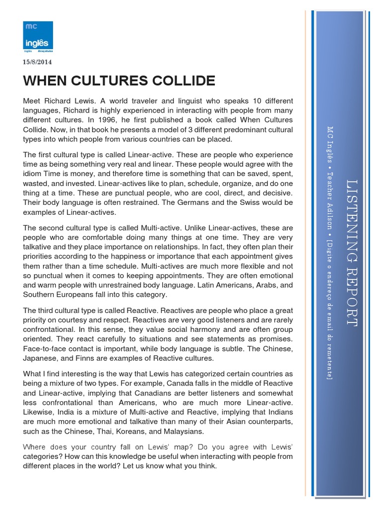 When Cultures Collide | PDF | Body Language | Human Communication